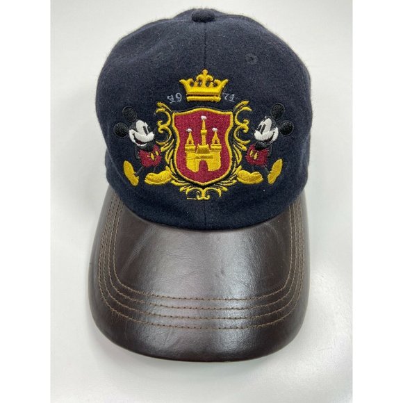 Disney | Accessories | Walt Disney World 971 Black Wool Hat Leather ...
